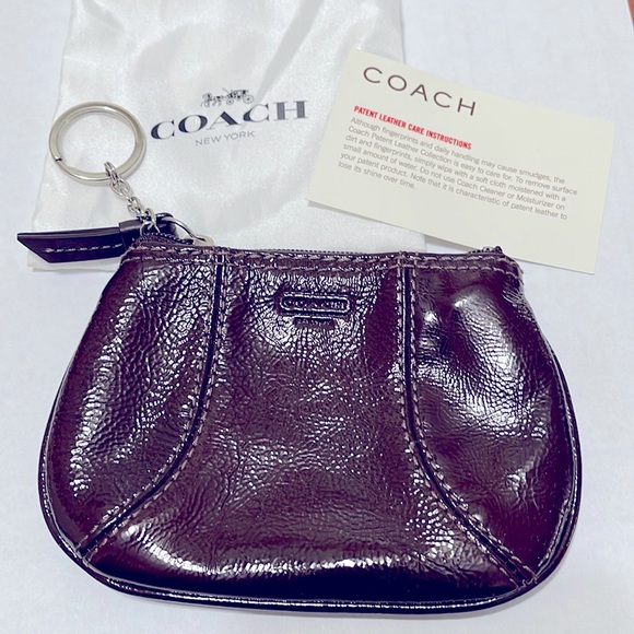 Coach | Accessories | Coach Key Pouch In Brown Patent Leather New ...